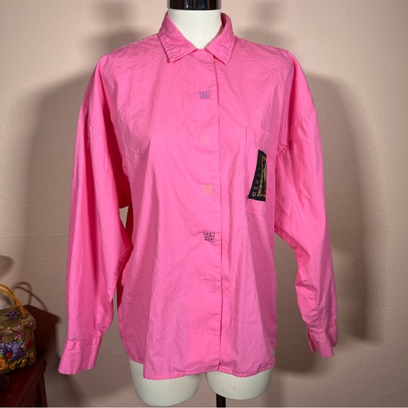 Vintage | Tops | Vintage 8 90 Generra Oversized Neon Pink Velcro Front ...